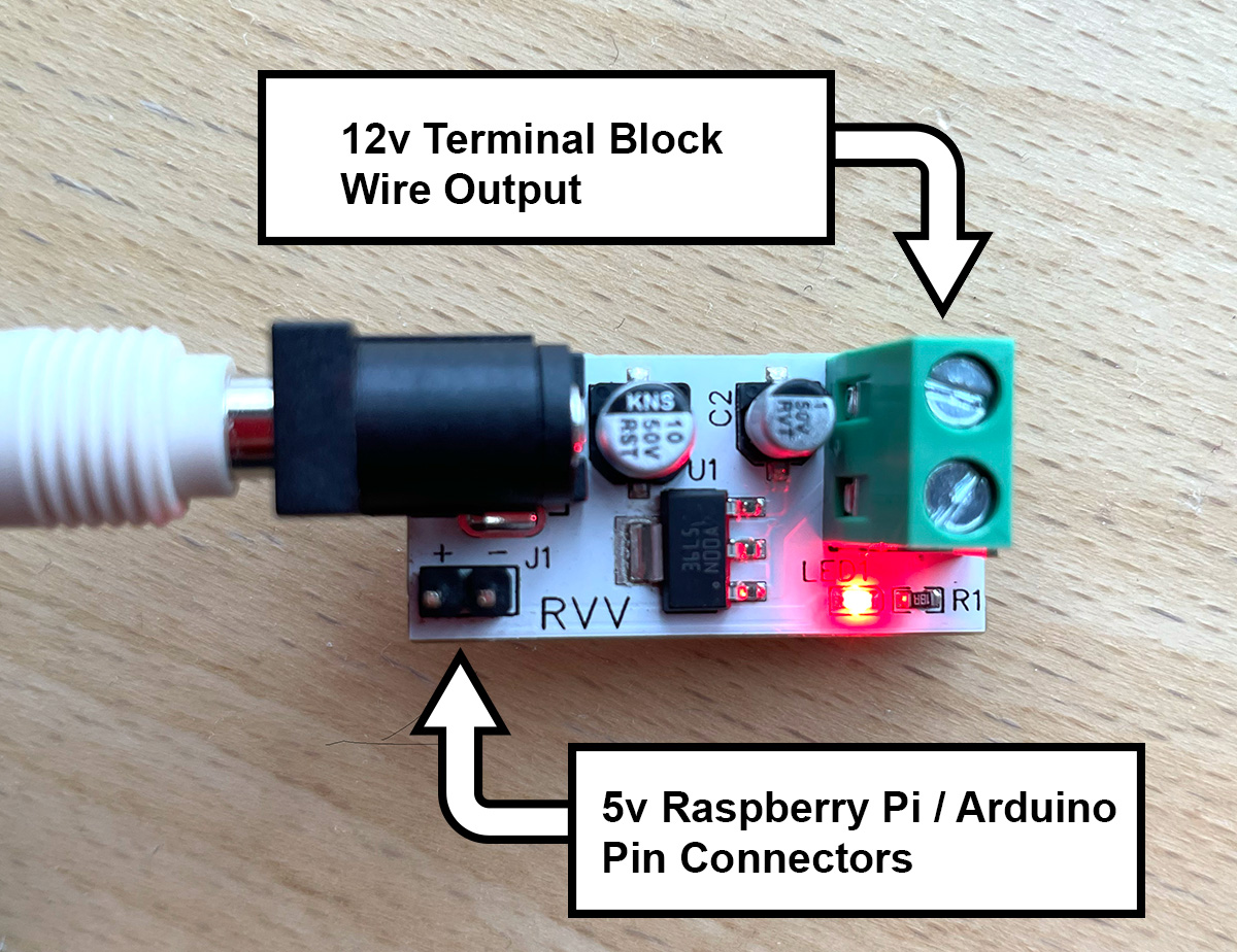 RicVolt: 12 Volt & 5 Volt Power Splitter Component for Raspberry Pi, Arduino